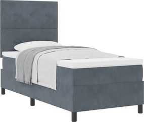 Postel s boxspringem s čelo Tmavě šedá 80 x 200 cm samet 3339795