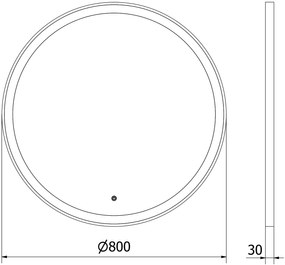 Mexen Esso, kulaté LED podsvícené koupelnové zrcadlo 80 cm, 6000K, topná podložka proti zamlžování, zlatý rám, 9825-080-080-611-50