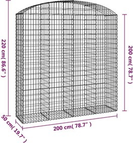 Klenutý gabionový koš 200 x 50 x 200/220 cm pozinkované železo 153480