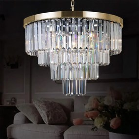 Toolight Toolight, závěsný křišťálový stropní lustr 58cm, 6xE14, APP1533-6CP4, zlatá, OSW-03255