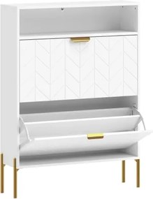 HOMCOM Botník pro 16 párů, úzký botník se 2 sklopnými zásuvkami, otevřená přihrádka, bílá
