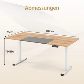 Costway Elektrický stojánek výškově nastavitelný stůl ergonomický stojánek