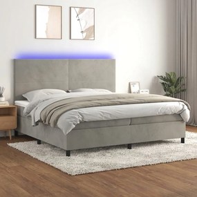 Fionshop 264251878 Box spring postel s matrací a Led světle šedá 200x200