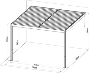 Bioklimatická pergola G21 Trenton Premium 4x4 m, antracitová hliníková