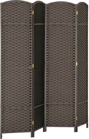 HOMCOM 4-panelový dělicí panel 160x170 cm Skládací oddělovač pro obývací pokoj, ložnici a kancelář Hnědý | Aosom