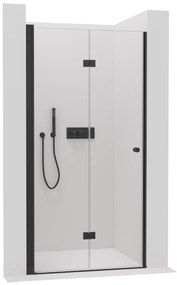Cerano Volpe, skládací sprchové dveře 100x190 cm, 6mm čiré sklo, černý profil, CER-CER-423334