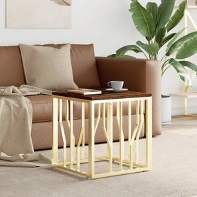 vidaXL Konferenční stolek nerezová ocel a recyklované dřevo [350047] Barva: zlatá