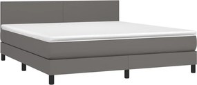 Box spring postel s matrací šedá 160x200 cm umělá kůže 3141015