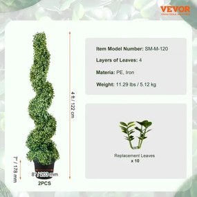 Umělé topiary Zimostrázové stromy, 1,2 m vysoké (2 kusy) Umělá topiová rostlina