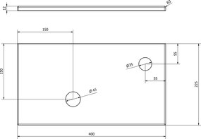 Sapho MINOR deska pod umývátko 40 x 22 cm baterie vpravo litý mramor bílá MR405