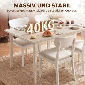 HOMCOM jídelní stůl pro 8 osob, obdélníkový, s masivními dřevěnými nohami, krémový, vyrobeno v EU