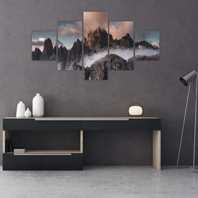 Obraz - Italské dolomity schované v mlze (125x70 cm)