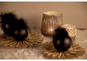 4ks černá vánoční ozdoba koule s peříčky – 8 cm