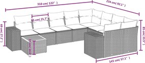 10dílná zahradní sedací souprava s poduškami šedá polyratan 3257943
