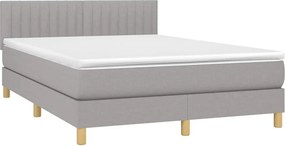 Box spring postel s matrací a LED světle šedá 140x200 cm textil 3133877