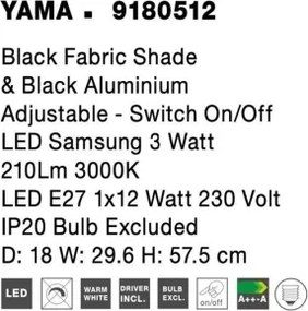 Nástěnné svítidlo NOVA LUCE YAMA E27 + LED na čtení 3000K 9180512 bez žárovky