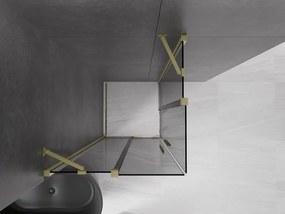 Mexen Velar Duo, sprchový kout s posuvnými dveřmi 80 x 80 cm, 8mm šedé sklo, zlatá matná, 871-080-080-42-55
