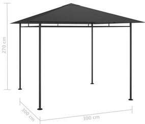 vidaXL Marketos Altán 3 x 3 x 2,7 m antracitový 180 g/m²