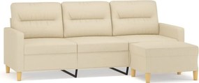 3místná pohovka s podnožkou krémová 180 cm textil 3201075