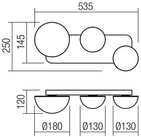 Redo 01-4330 - LED Nástěnné svítidlo LUMIEN 3xLED/18W/230V 2700/3000K černá