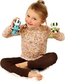 TEDDIES Robot ECHO modrý / Opakuje věty / kov / 12 cm / světlo a zvuk