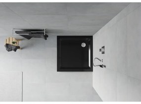 Mexen Flat čtvercová vanička do sprchového kout slim 100 x 100 cm, Černá, sifon Chromovaná - 40701010
