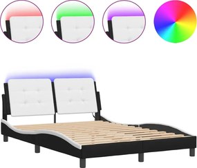vidaXL Rám postele s LED osvětlením 140 x 200 cm umělá kůže [3214111] Barva: Černobílý