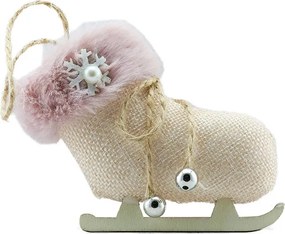 Vánoční ozdoba na stromeček brusle, 12 × 9 cm, závěsná, textil, interiér