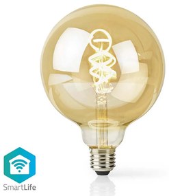 Nedis Wi-Fi Smart Bulb E27 4,9W LED žárovka, s vláknem, pro chytrý dům, E27, G125, 4,9W, 230V, 360lm, teplá až studená bílá, stmívatelná, zlatá WIFILRT10G125