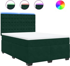 Box spring postel s matrací tmavě zelená 160x200 cm samet 3293269