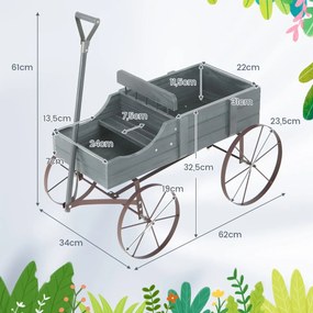Costway Stojan na květiny dřevěný vozík na květiny vozík