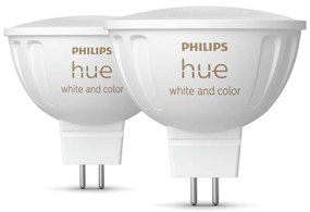 Philips Hue Smart žárovky - Chytrá LED žárovka GU5,3, MR16, 6,3 W, stmívatelná, bílé i barevné světlo, 2 ks 929003575302