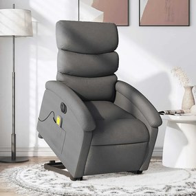 Elektrické zvedací masážní polohovací křeslo tmavě šedé textil 3204015