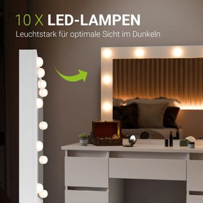 Juskys Toaletní stolek Talea se zrcadlem a LED osvětlením Stolička: se stoličkou Melly