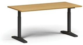 Výškově nastavitelný stůl, elektrický, 675-1325 mm, deska 1600x800 mm, černá podnož, buk