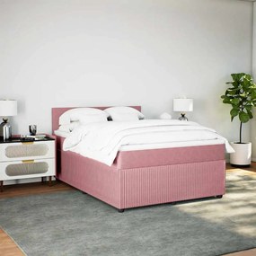 Box spring postel s matrací růžová 140x200 cm samet 3287763