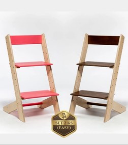 Lucas Wood Style - rostoucí židle EASY LINE zvýhodněný set 2 ks -  růžová + ořech