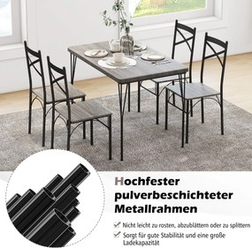 Costway 5dílná jídelní sada pro 4 osoby moderní obdélníkový jídelní stůl a 4