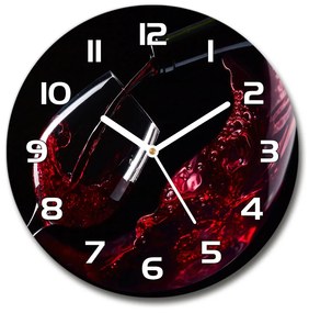 Wallmuralia Skleněné hodiny na stěnu Červené víno fi 30 cm