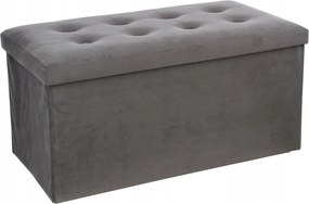Taburet lavička Velvet šedá s úložným prostorem 76x38x38 cm Atmosphera