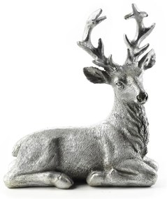 Figurka ležící jelen SANTA LILA stříbrná