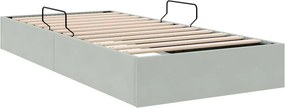 Postel s úložným prostorem Světle šedá 100 x 190 cm Samet 3370130