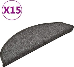 Schodové rohože 15 ks 56 x 17 x 3 cm tmavě šedé, půlkulaté 322368