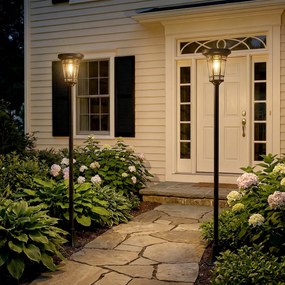Outsunny Solární lucerna sada 2 stojacích lamp 180 cm s nastavitelnou výškou a 2 režimy jasu, spínač se světelným senzorem, IP44