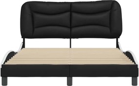 Rám postele bez matrace Hvar černý a bílý 120 x 200 cm umělá kůže 3207993