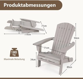 Costway Židle Adirondack skládací Židle Adirondack vyrobená ze dřeva zahradní