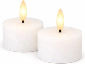 Sada LED čajové svíčky na baterie Sille Tealight, Ø 6 × 3,4 cm, bílé, z pravého vosku, balení 2 ks