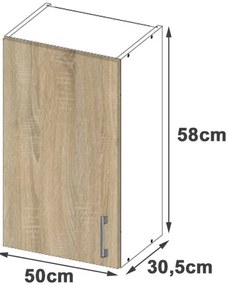 Horní kuchyňská skříňka LIMA W50 /580/ bílá / dub sonoma