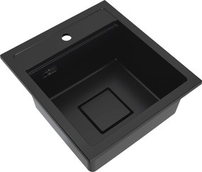 Gamma Quadro 4550, 1-komorový granitový dřez 450x495x220 mm, černá, GMA-ZLE000217