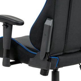 Kancelářská židle, modrá+černá ekokůže, houpací mech., plastový kříž - KA-F03 BLUE